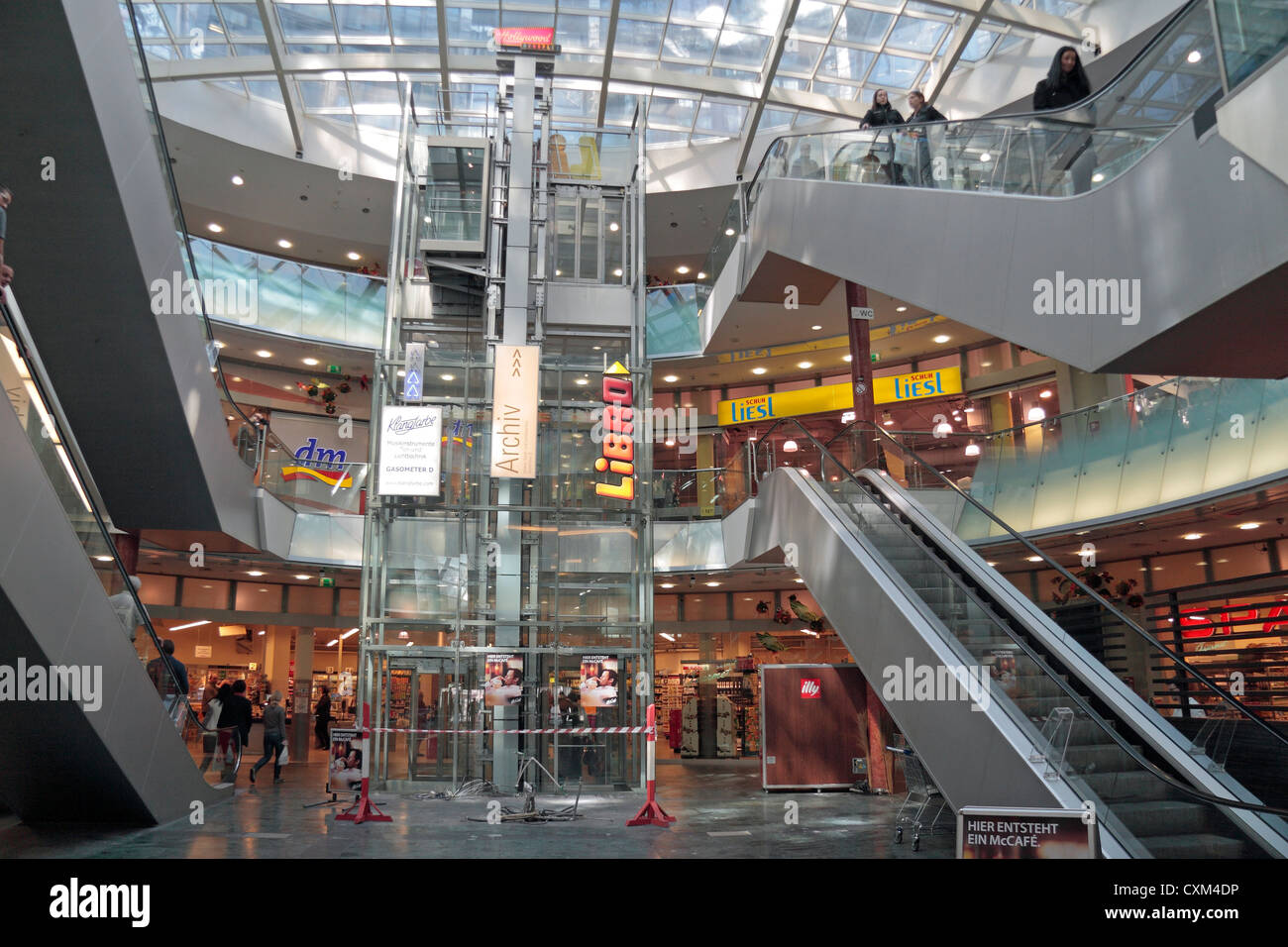 Shopping area inside one of the four Gasometer complex buildings in ...