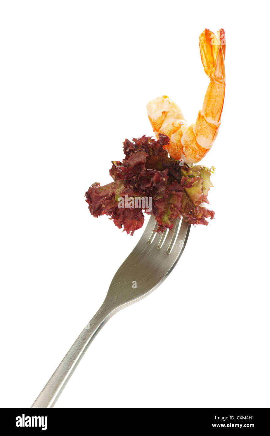 Prawn with fork Cut Out Stock Images & Pictures - Alamy