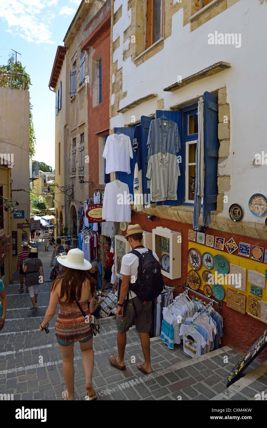 Street scene in Old Town, Chania, Chania Region, Crete, Crete Region ...