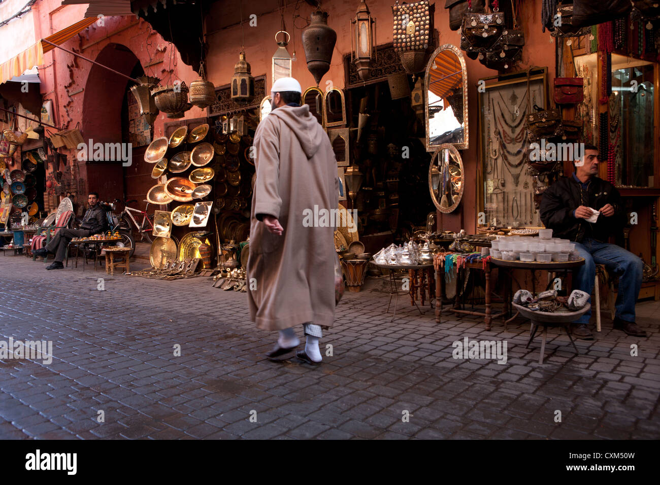 Street scene with shops. Marrakech, Morocco Stock Photo - Alamy