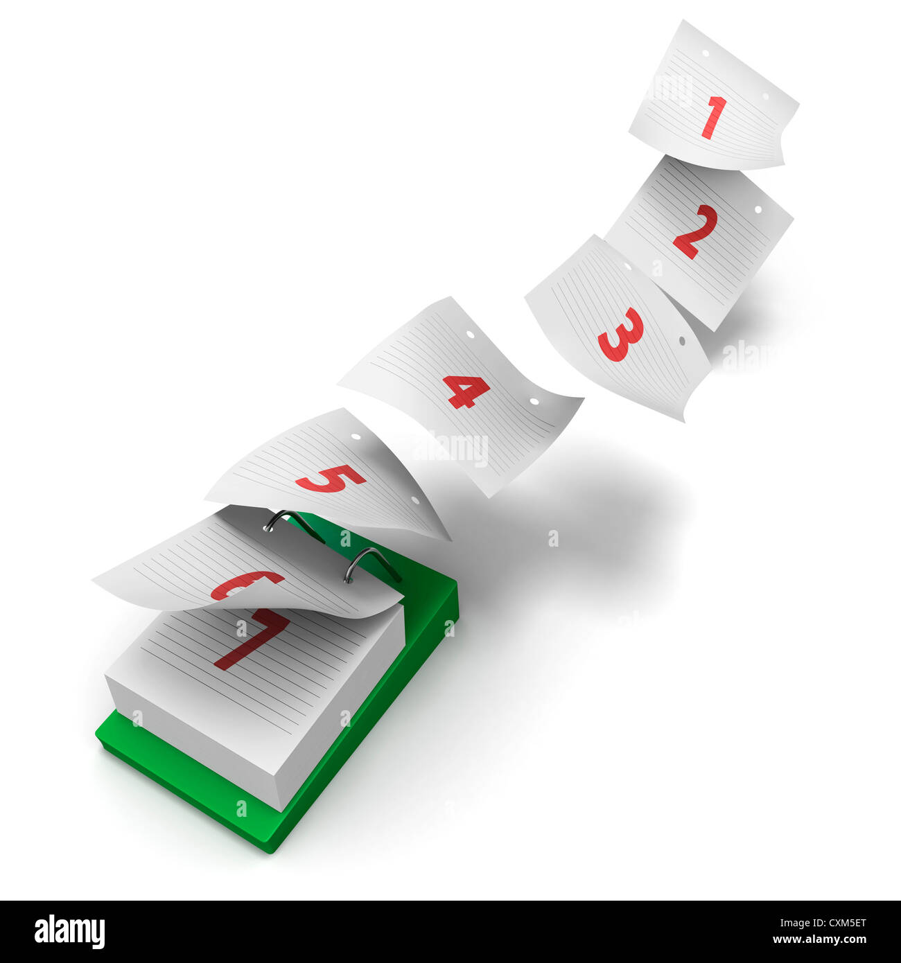 Desktop calendar showing how 7 days fly by on white background with no ...