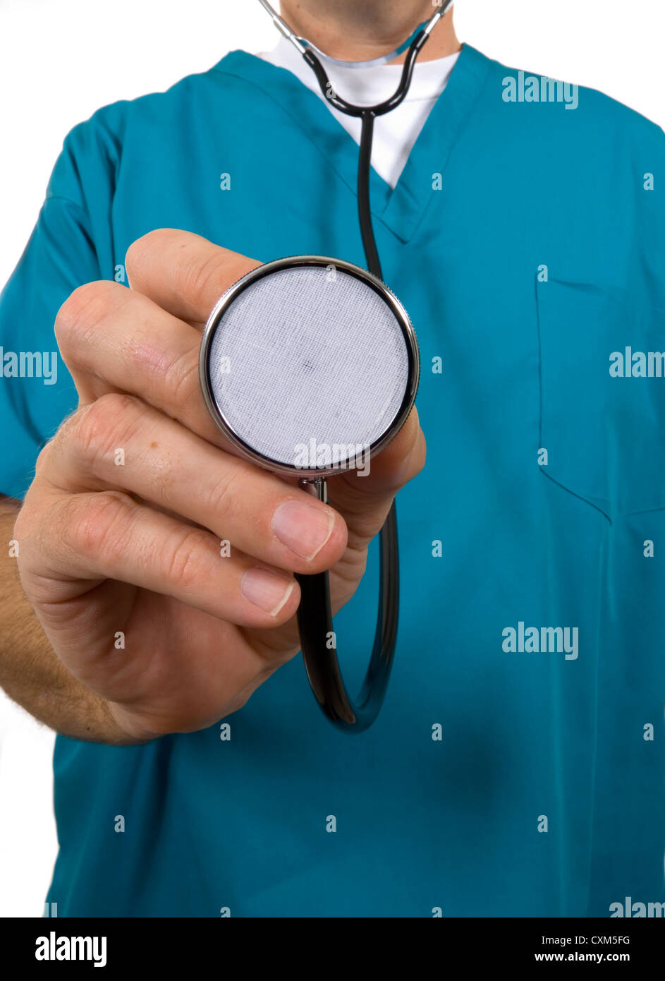 Nurse or doctor with stethoscope on white background dressed in medical ...