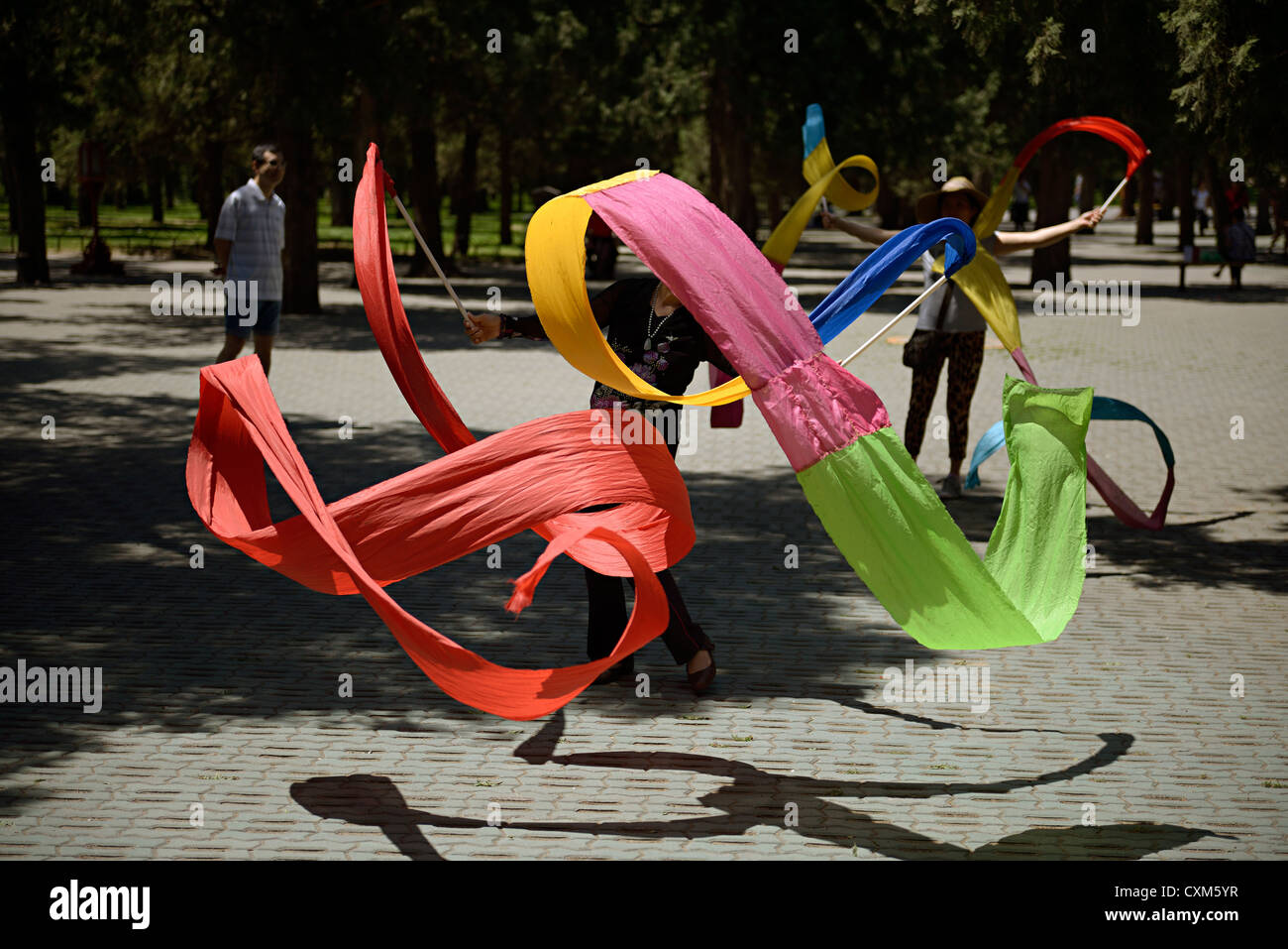 ribbon dance beijing park china Stock Photo - Alamy