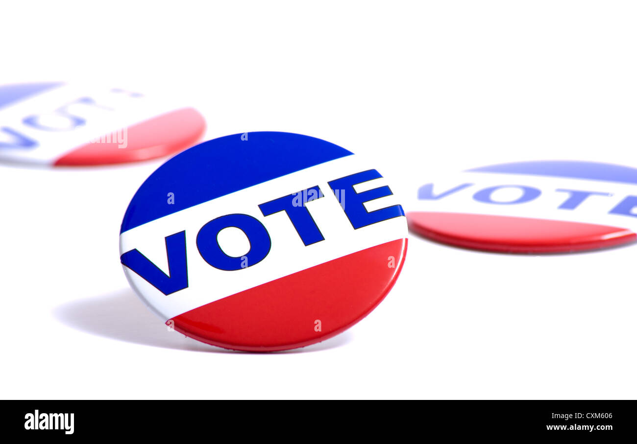 Red, white and blue vote pins Stock Photo - Alamy