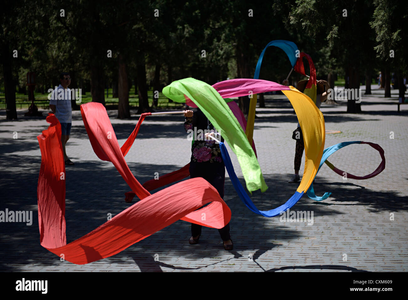 ribbon dance beijing park china Stock Photo - Alamy