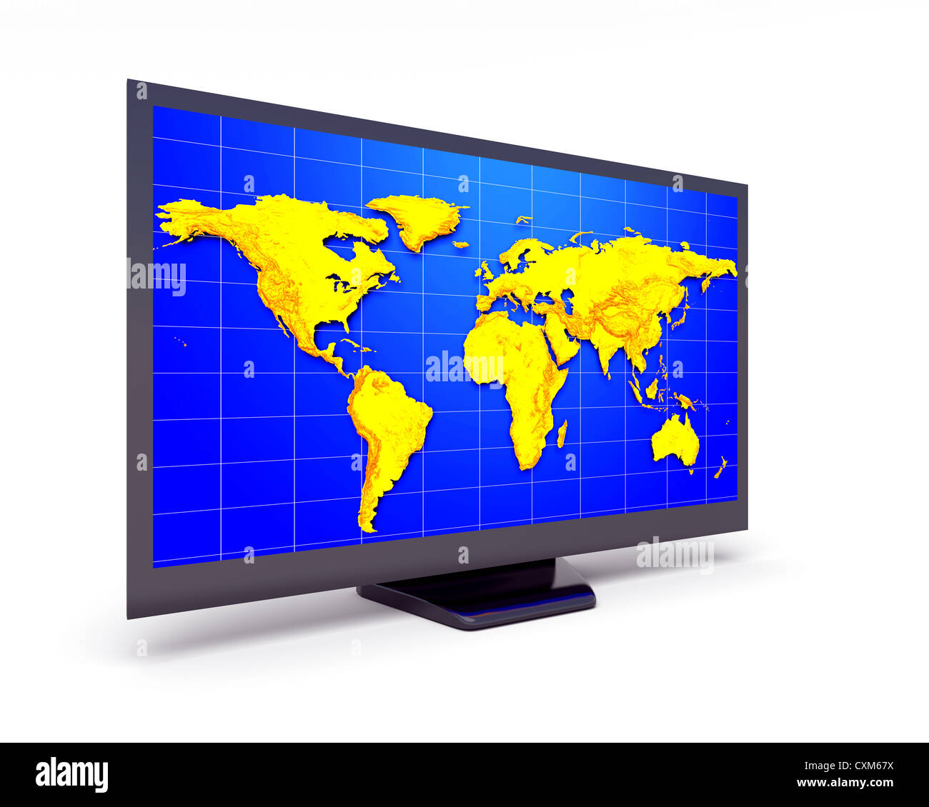 Abstract Widescreen lcd display with world map Stock Photo - Alamy