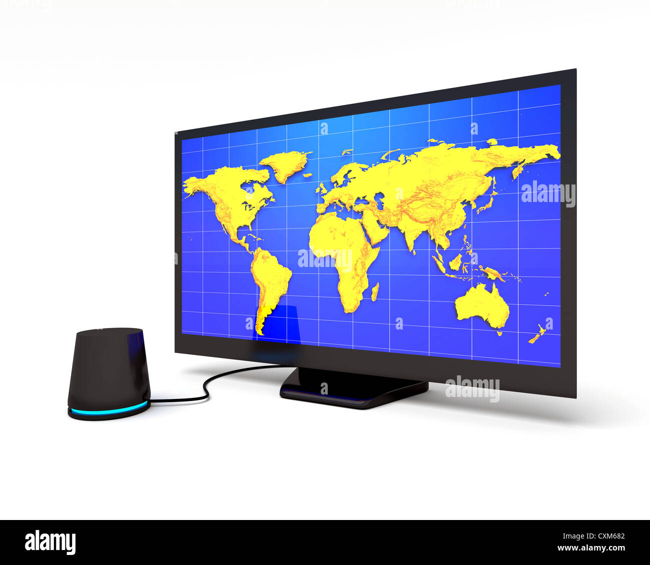 Abstract Widescreen lcd display with world map Stock Photo - Alamy