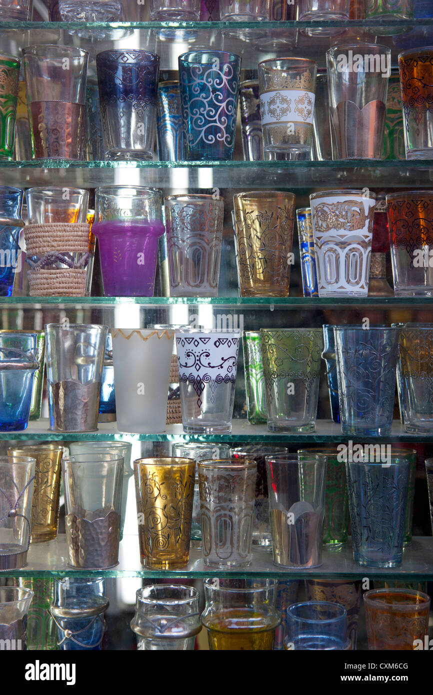 Window display of colorful, decorated drinking glasses Stock Photo - Alamy