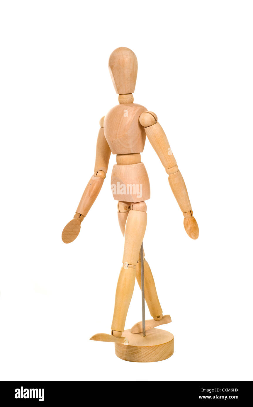 A artist wooden poser on a white background, walking Stock Photo - Alamy
