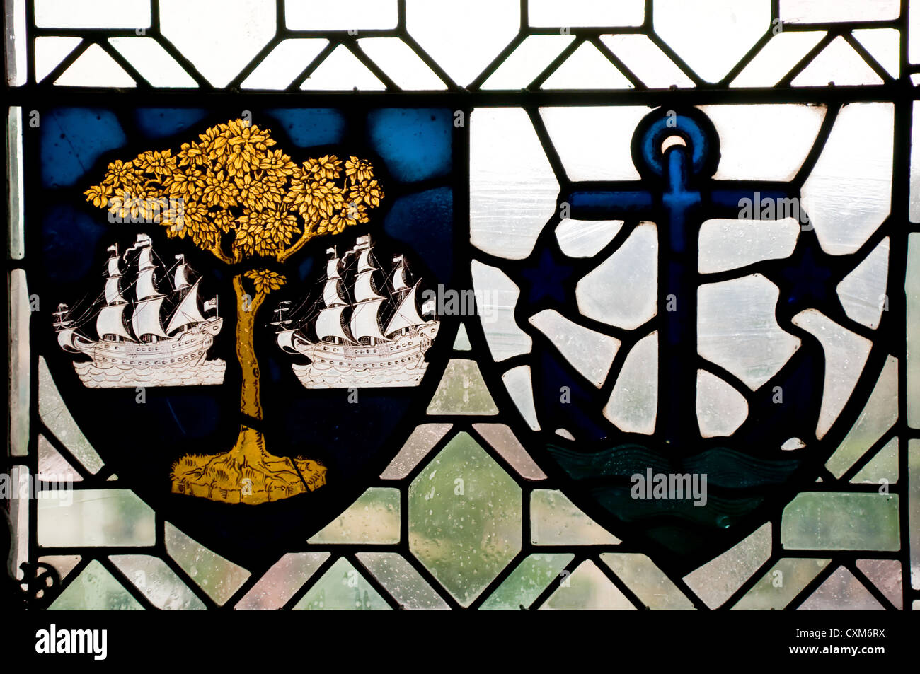 Stained glass window at the Great Hall of Edinburgh Castle Stock Photo ...