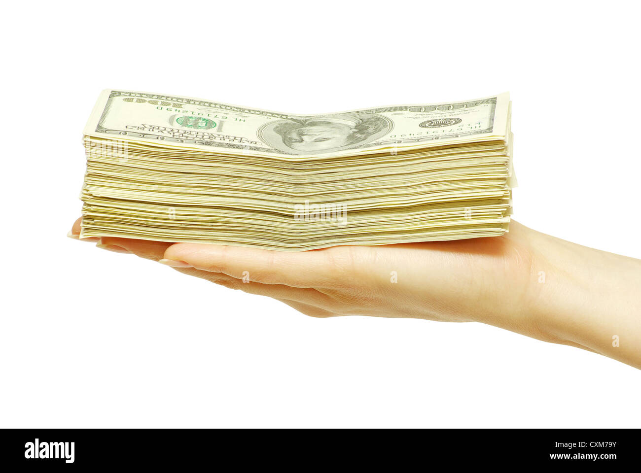 Hand with money isolated on white background Stock Photo - Alamy