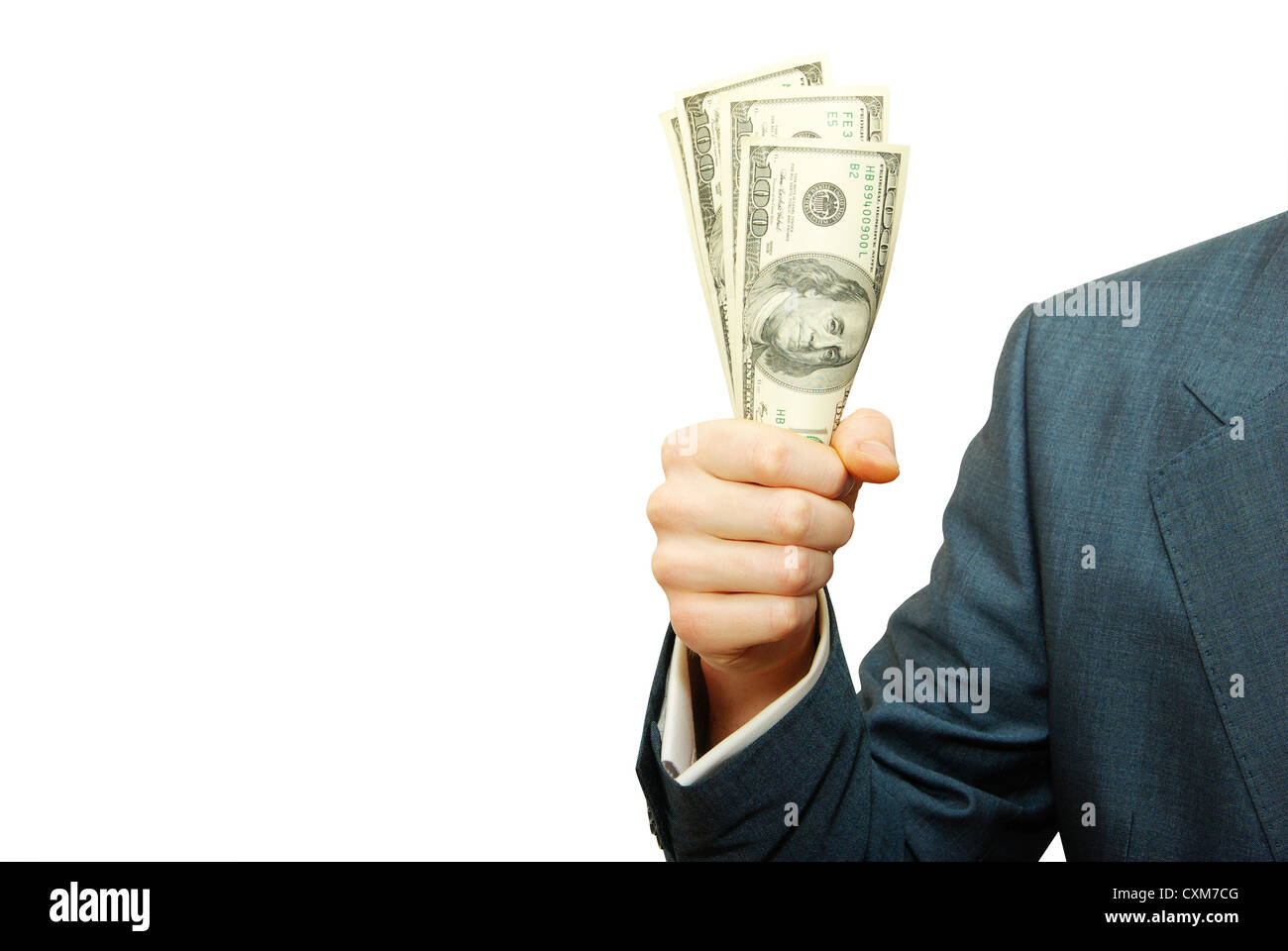 Hand with money isolated on white background Stock Photo - Alamy