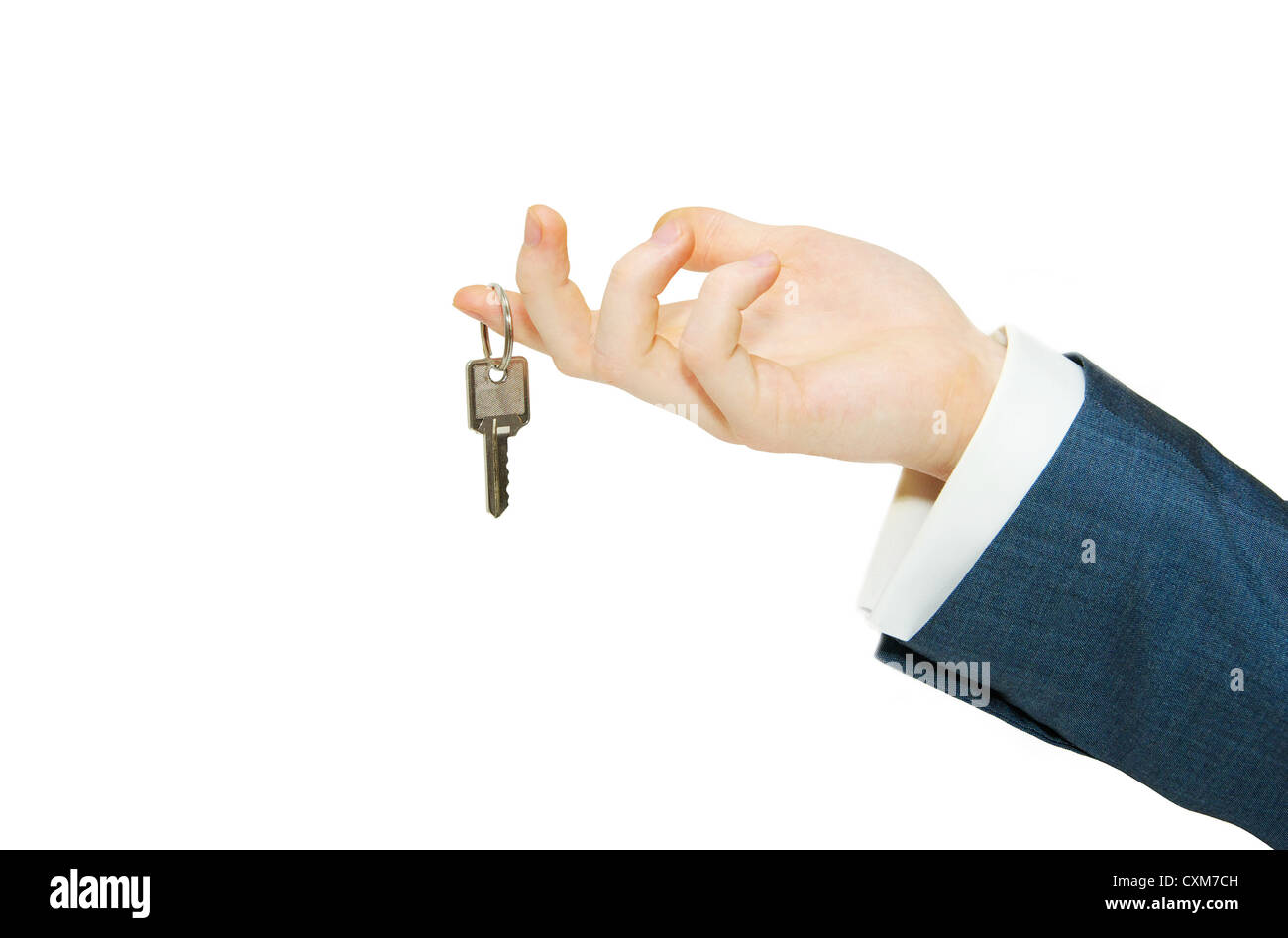 hand holds a key isolated on white Stock Photo - Alamy