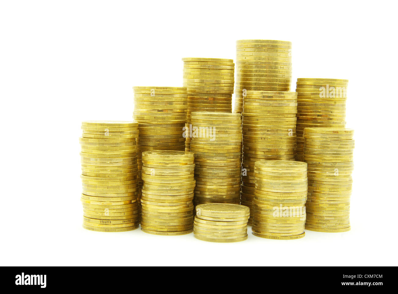 Coin pile isolated on white background Stock Photo - Alamy