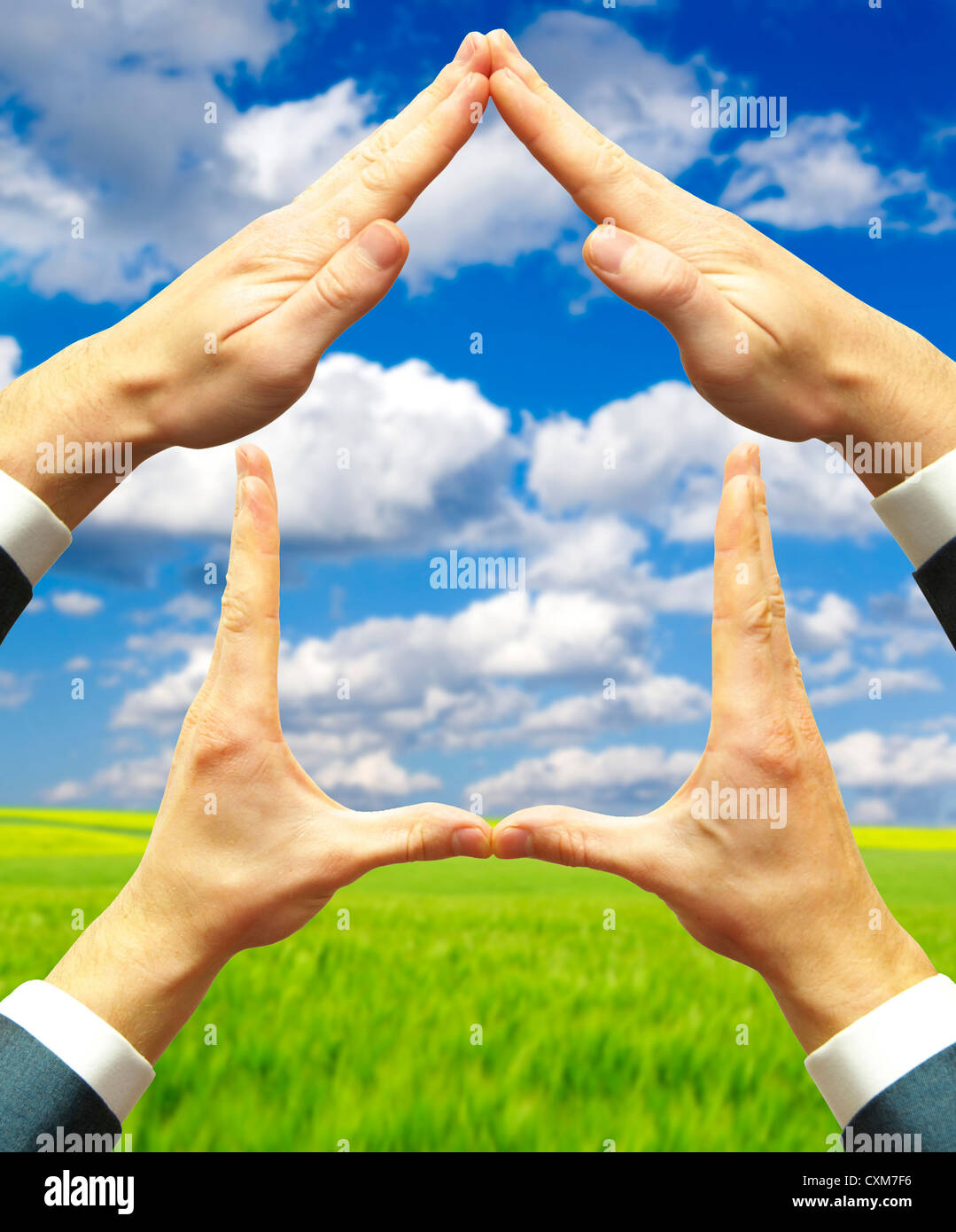 House made of hands isolated on white Stock Photo - Alamy