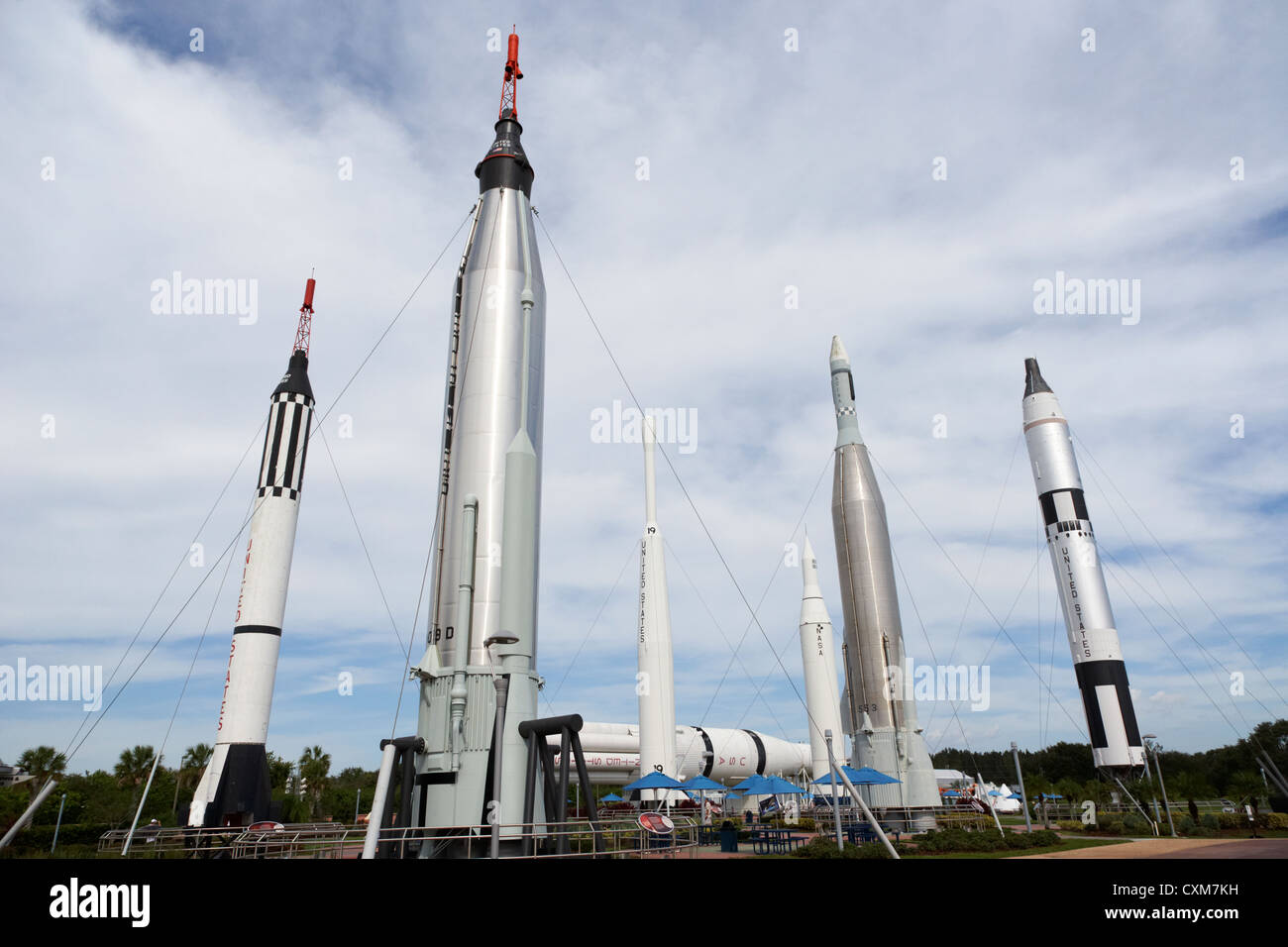 the rocket garden at Kennedy Space Center Florida USA Stock Photo - Alamy