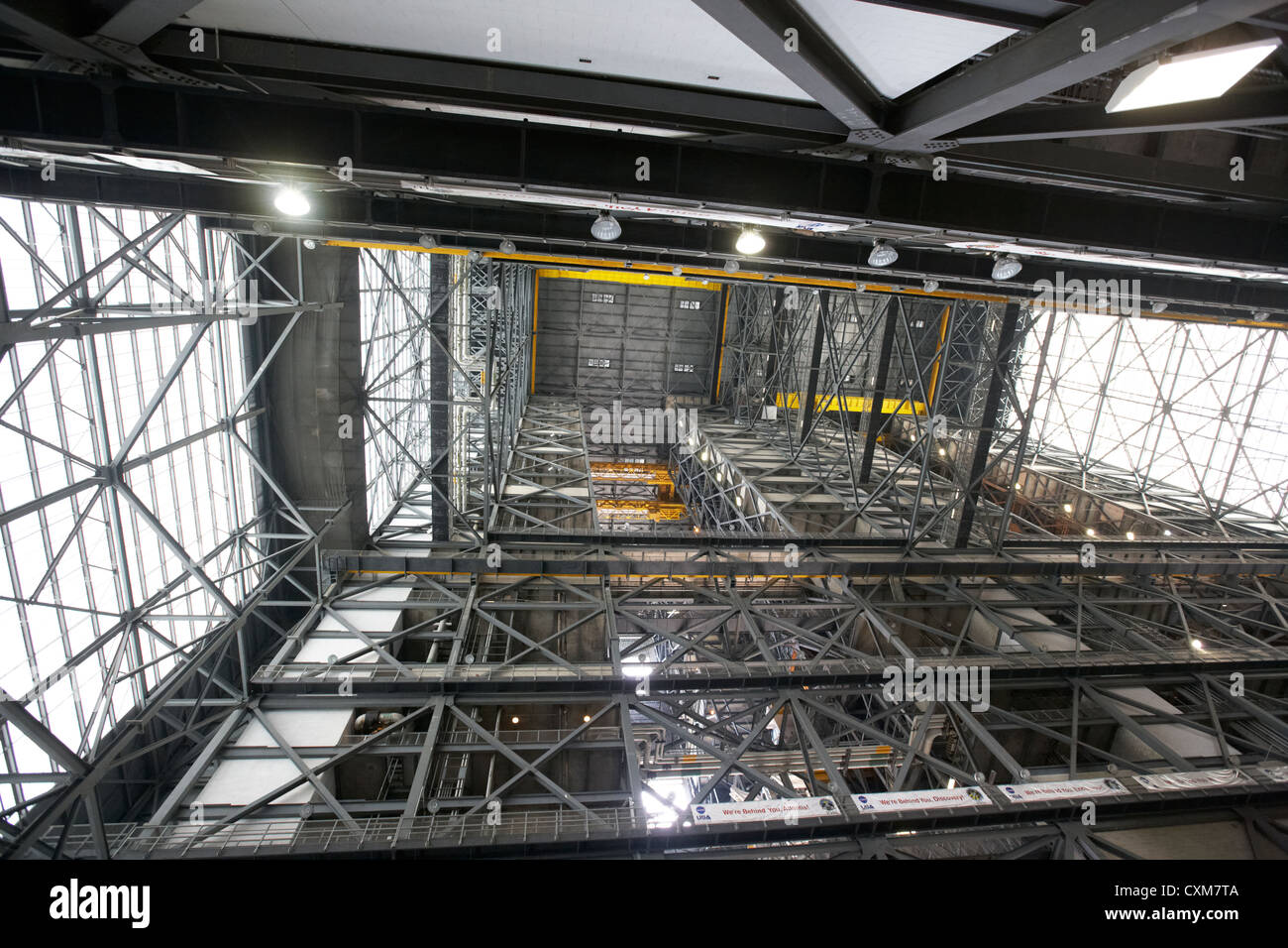looking up at the interior of the vehicle assembly building Kennedy ...