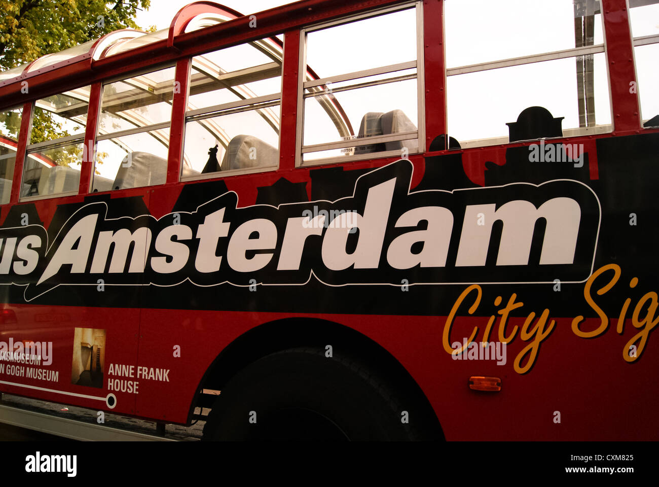 Amsterdam written on a tourist bus in Holland Stock Photo - Alamy