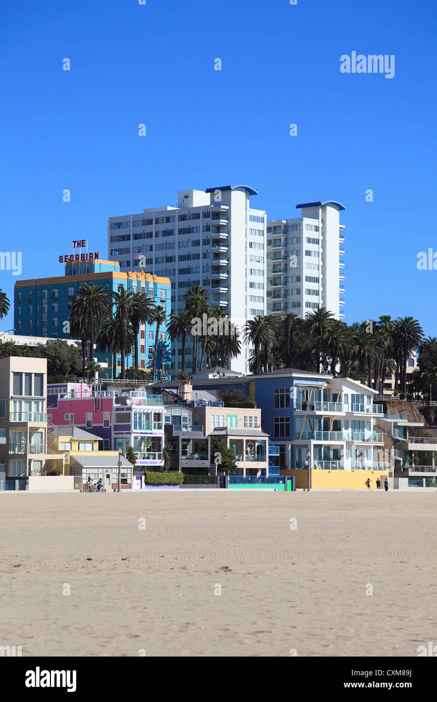 Beach houses, Santa Monica, Los Angeles, California, USA Stock Photo ...