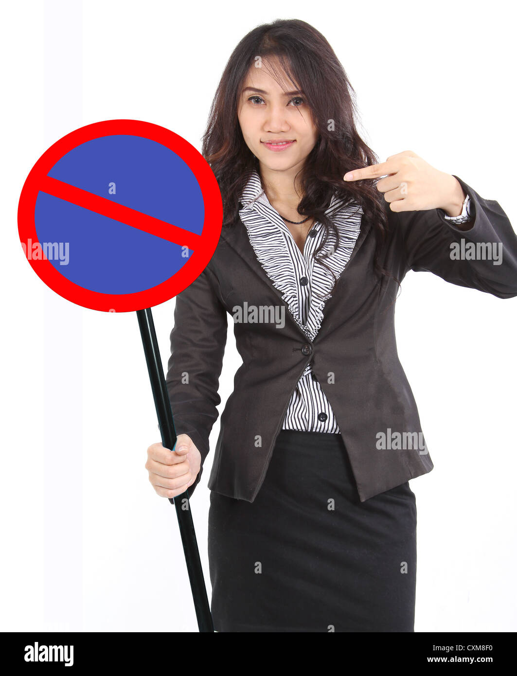 business woman holding traffic stop sign or no entry Stock Photo - Alamy