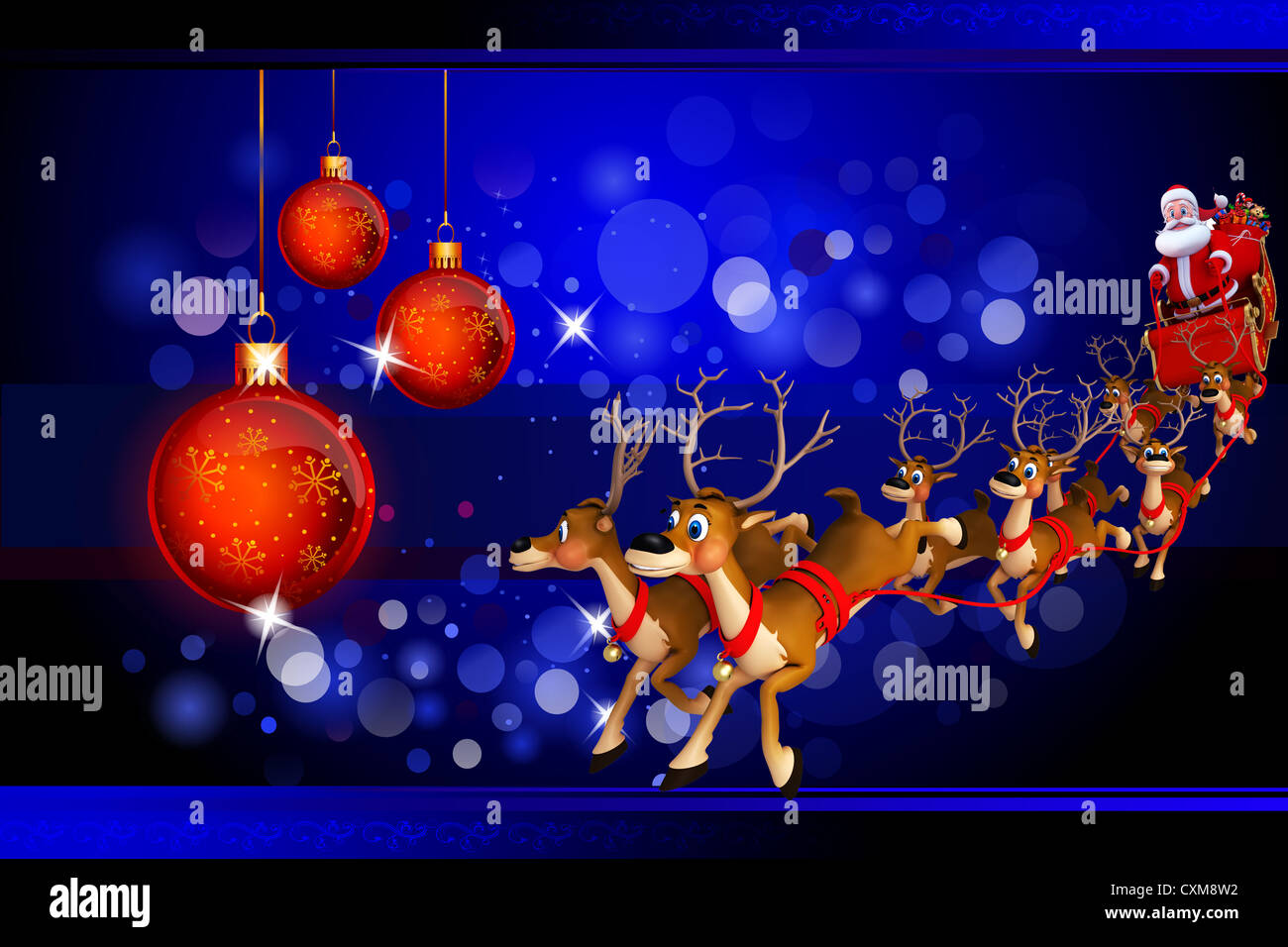 santa claus on blue color background with gifts Stock Photo - Alamy