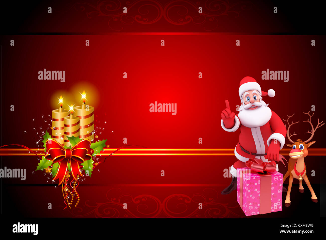 santa claus on red color background with many gifts Stock Photo - Alamy