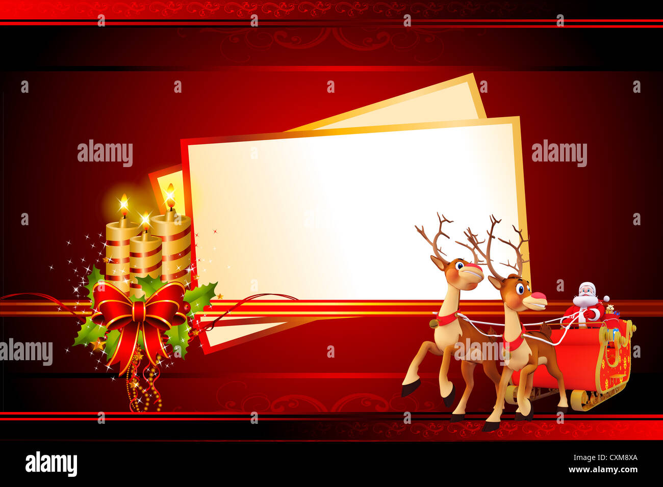 santa claus on red color background with many gifts Stock Photo - Alamy