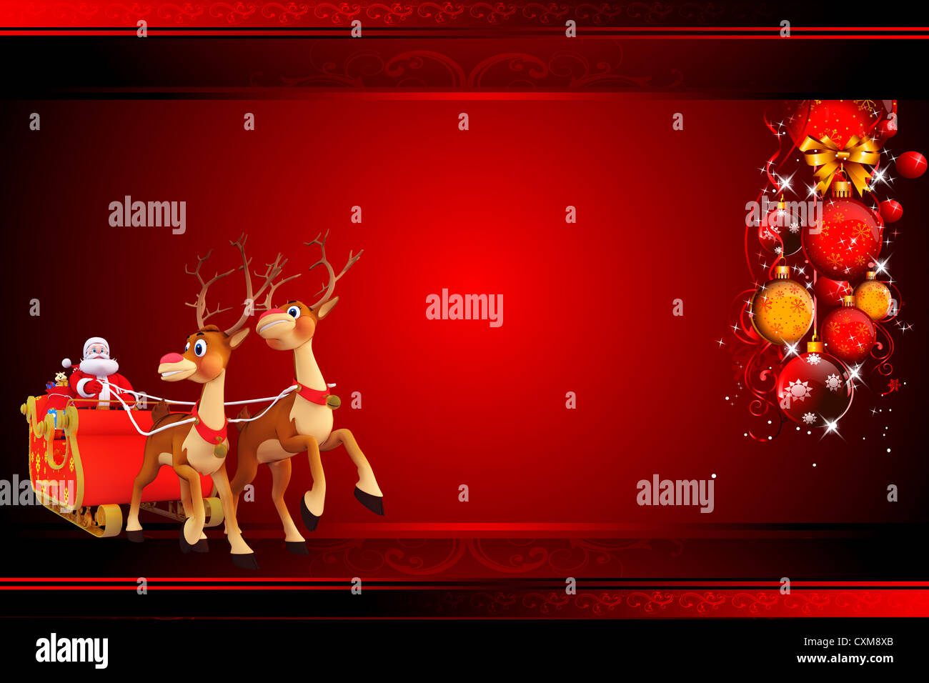 santa claus on red color background with many gifts Stock Photo - Alamy