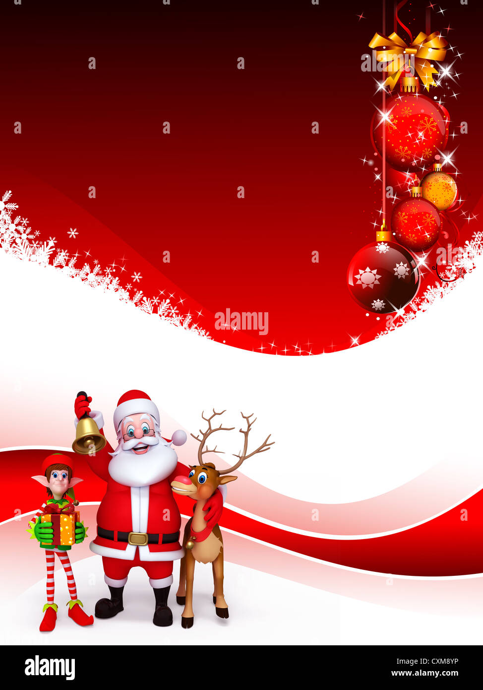 santa claus on red color background with many gifts Stock Photo - Alamy