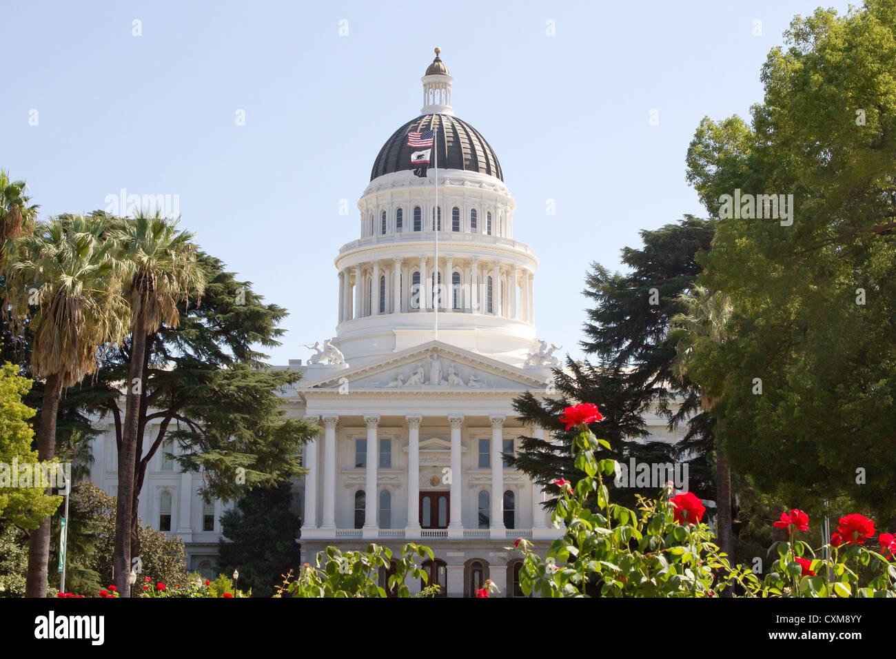 Various views of the California State Capitol Building on a beautiful ...