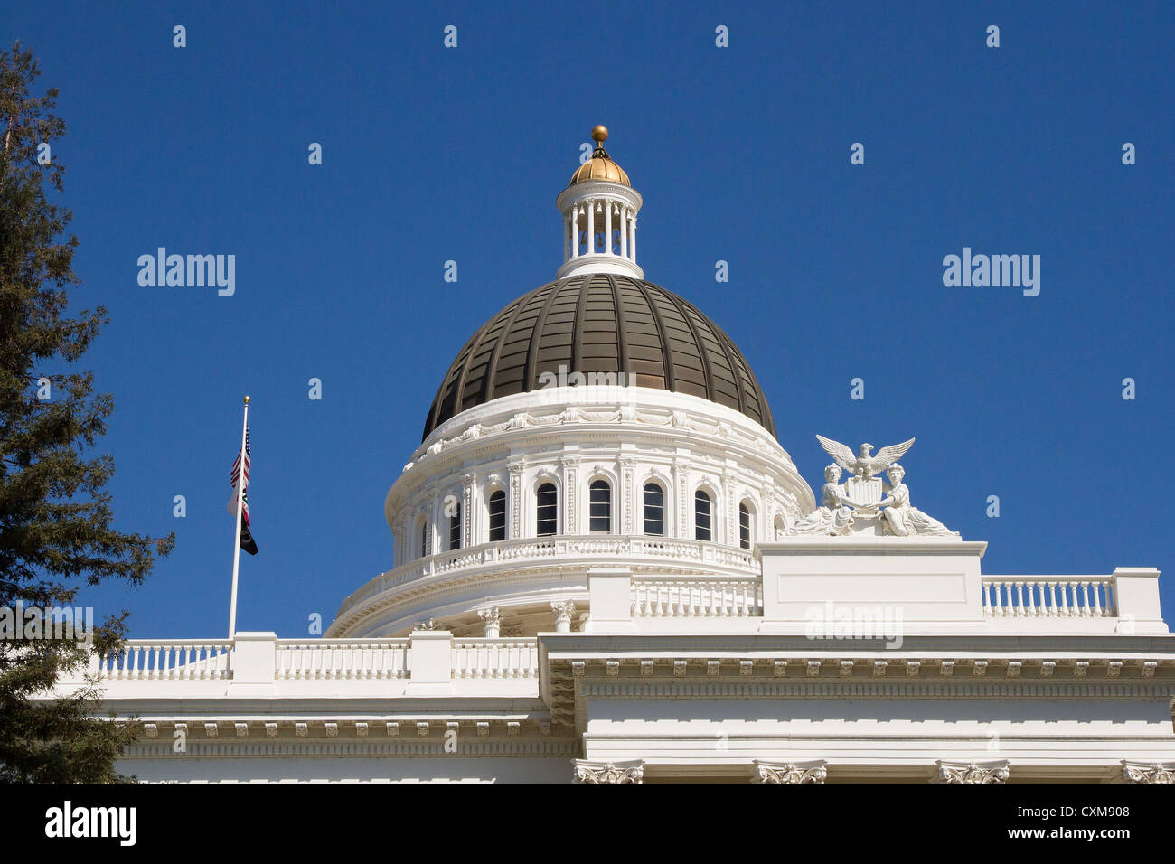 Various views of the California State Capitol Building on a beautiful ...