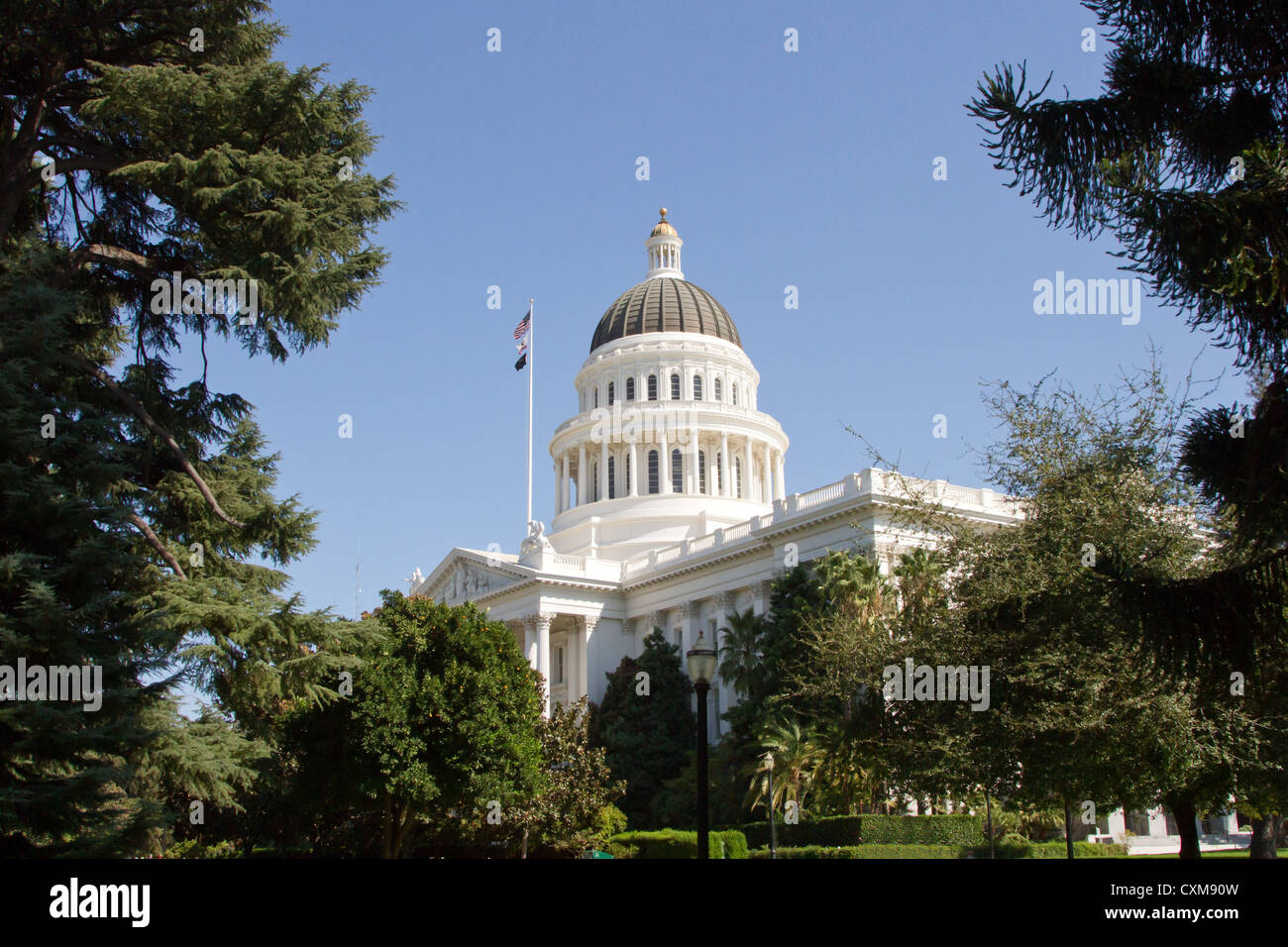 Various views of the California State Capitol Building on a beautiful ...