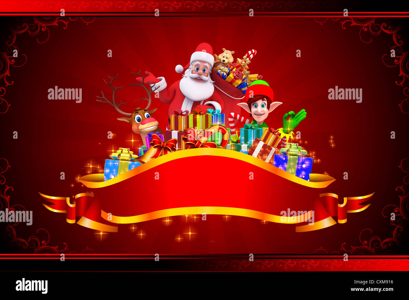 santa claus on red background Stock Photo - Alamy