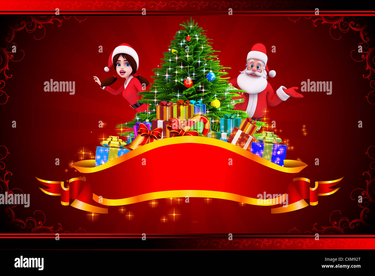 santa claus on red background Stock Photo - Alamy