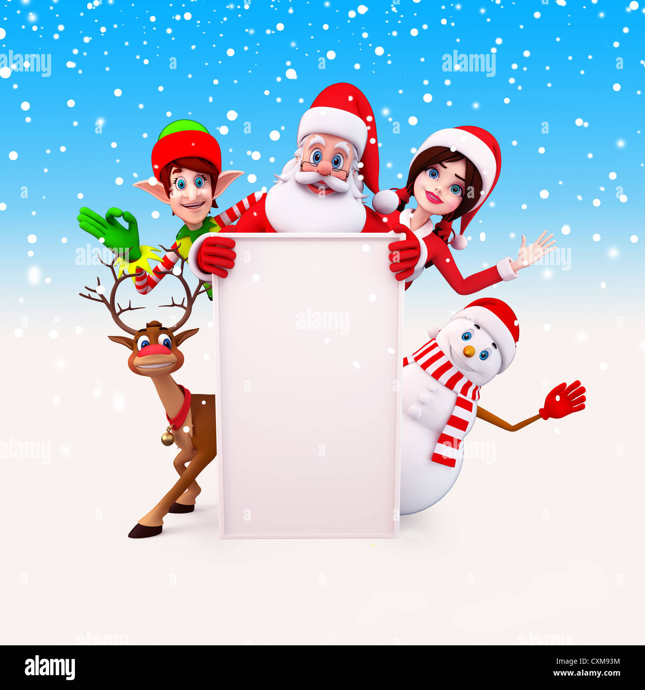 santa claus with big white sign Stock Photo - Alamy