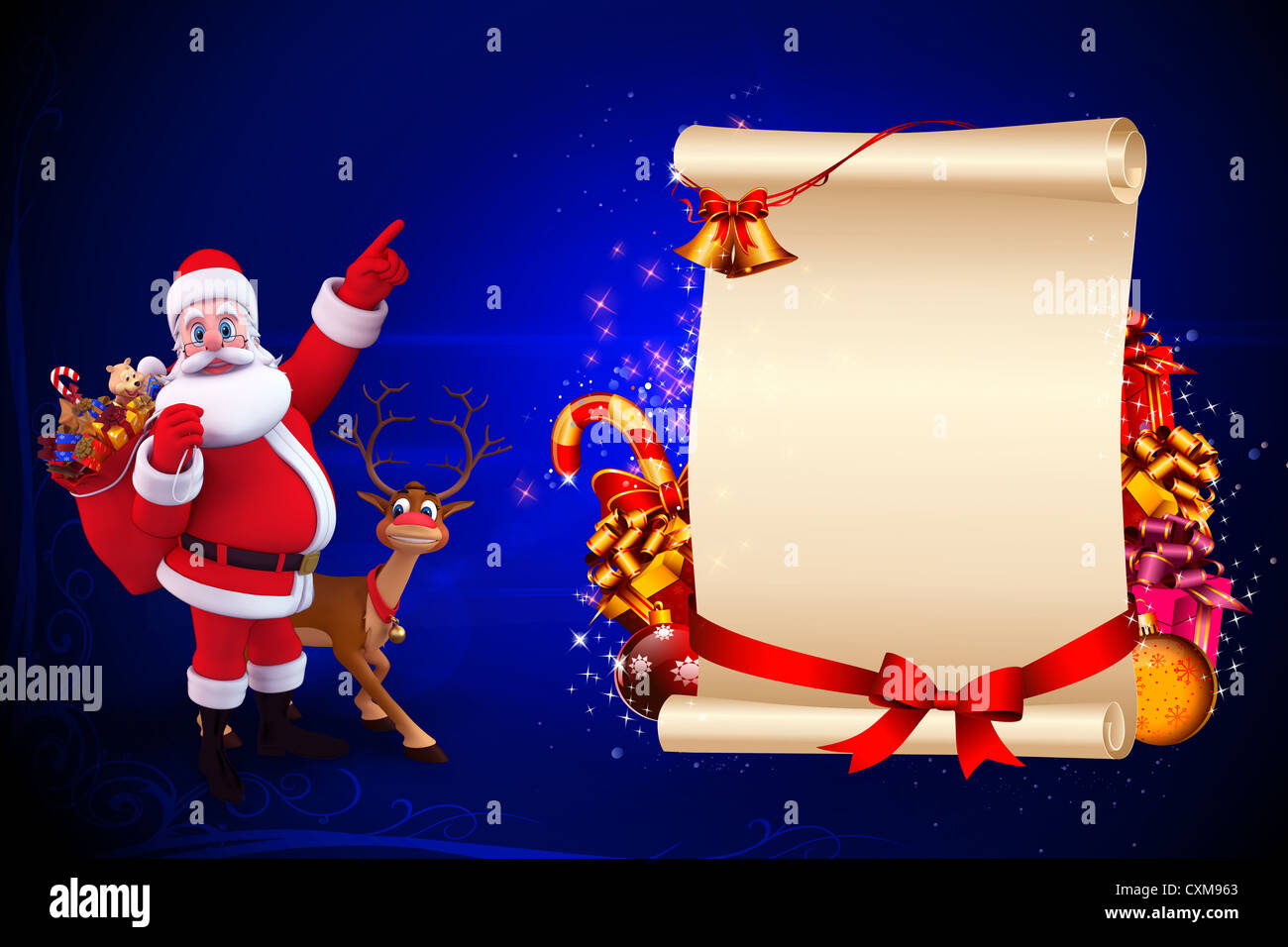 santa claus with big white sign Stock Photo - Alamy