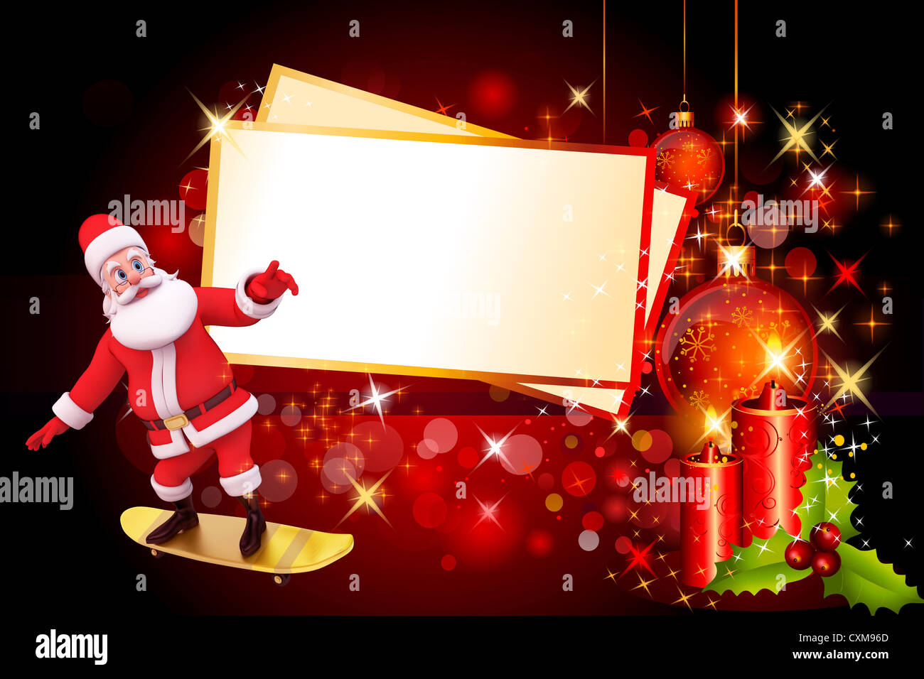 santa claus on red color background with many gifts Stock Photo - Alamy