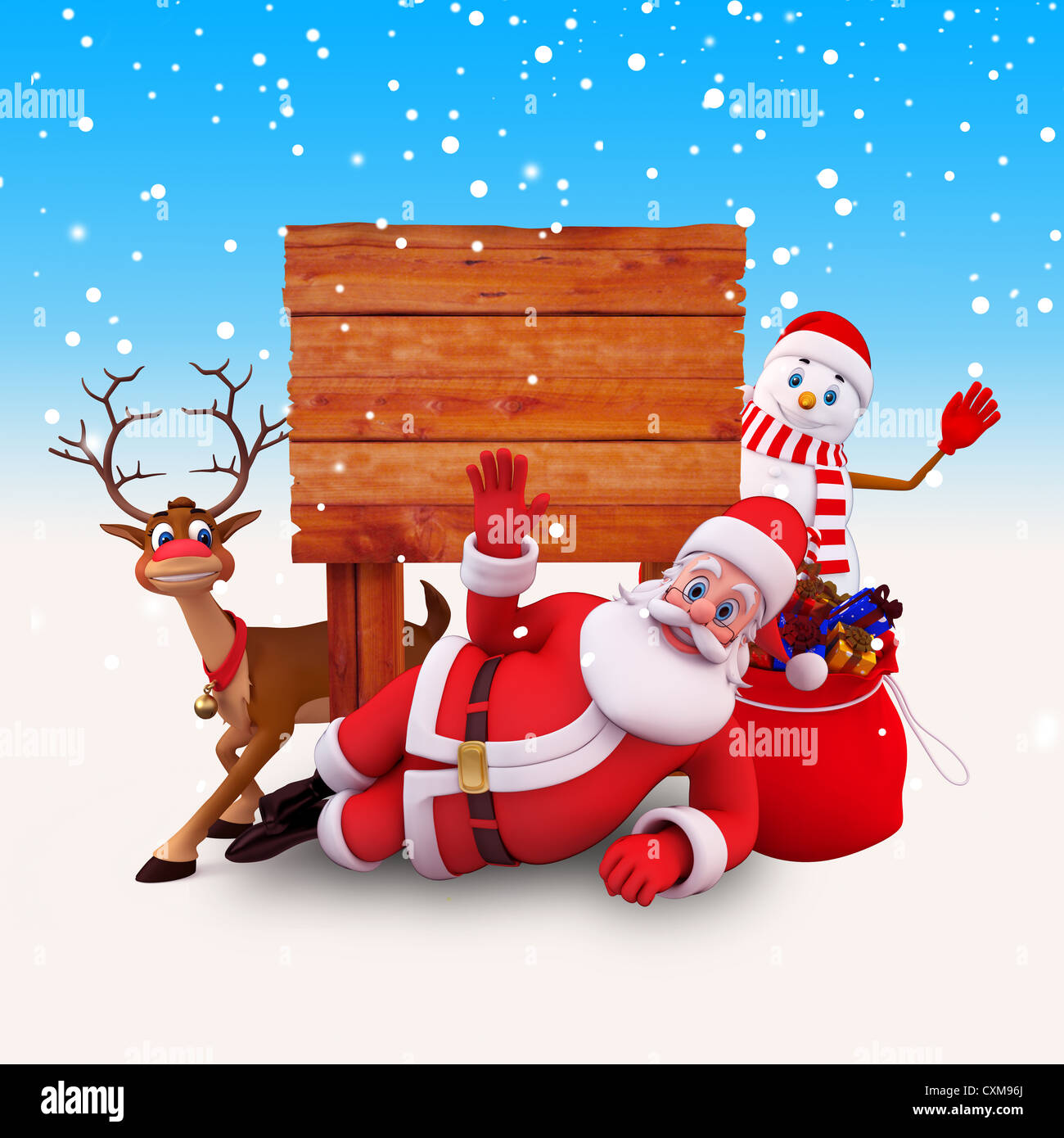 santa claus with wooden sign Stock Photo - Alamy