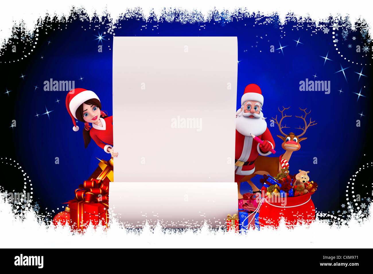 santa claus with big white sign Stock Photo - Alamy