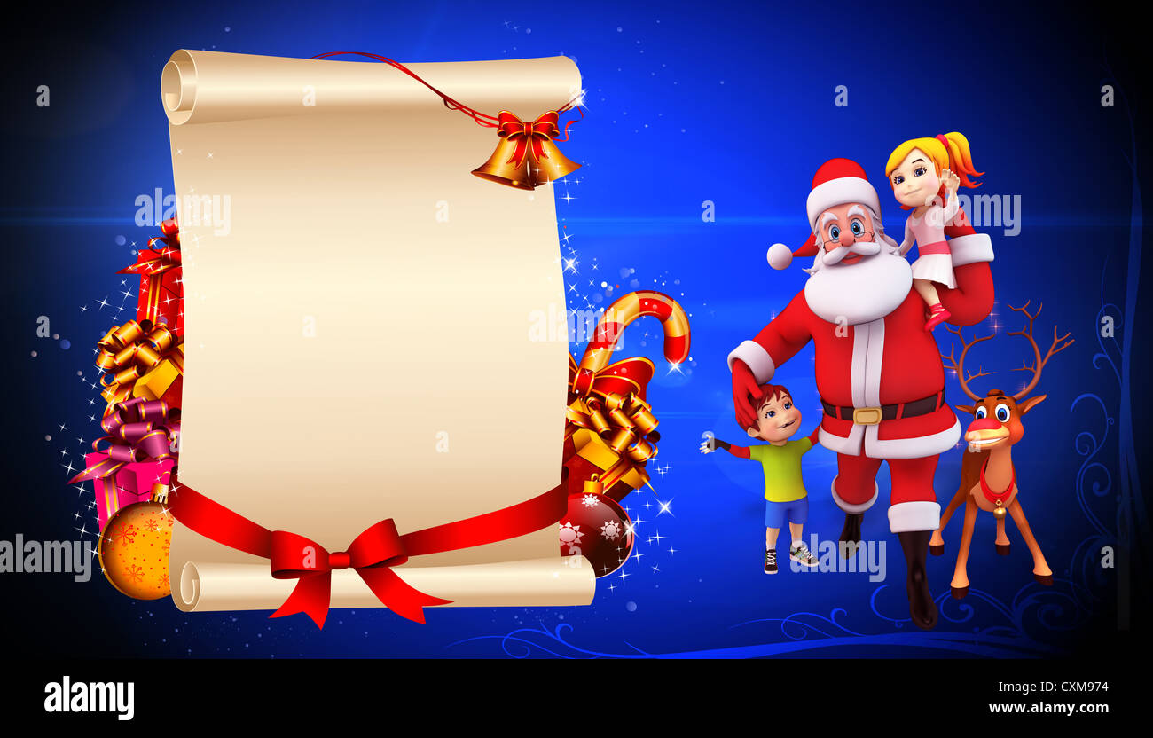 santa claus with big white sign Stock Photo - Alamy