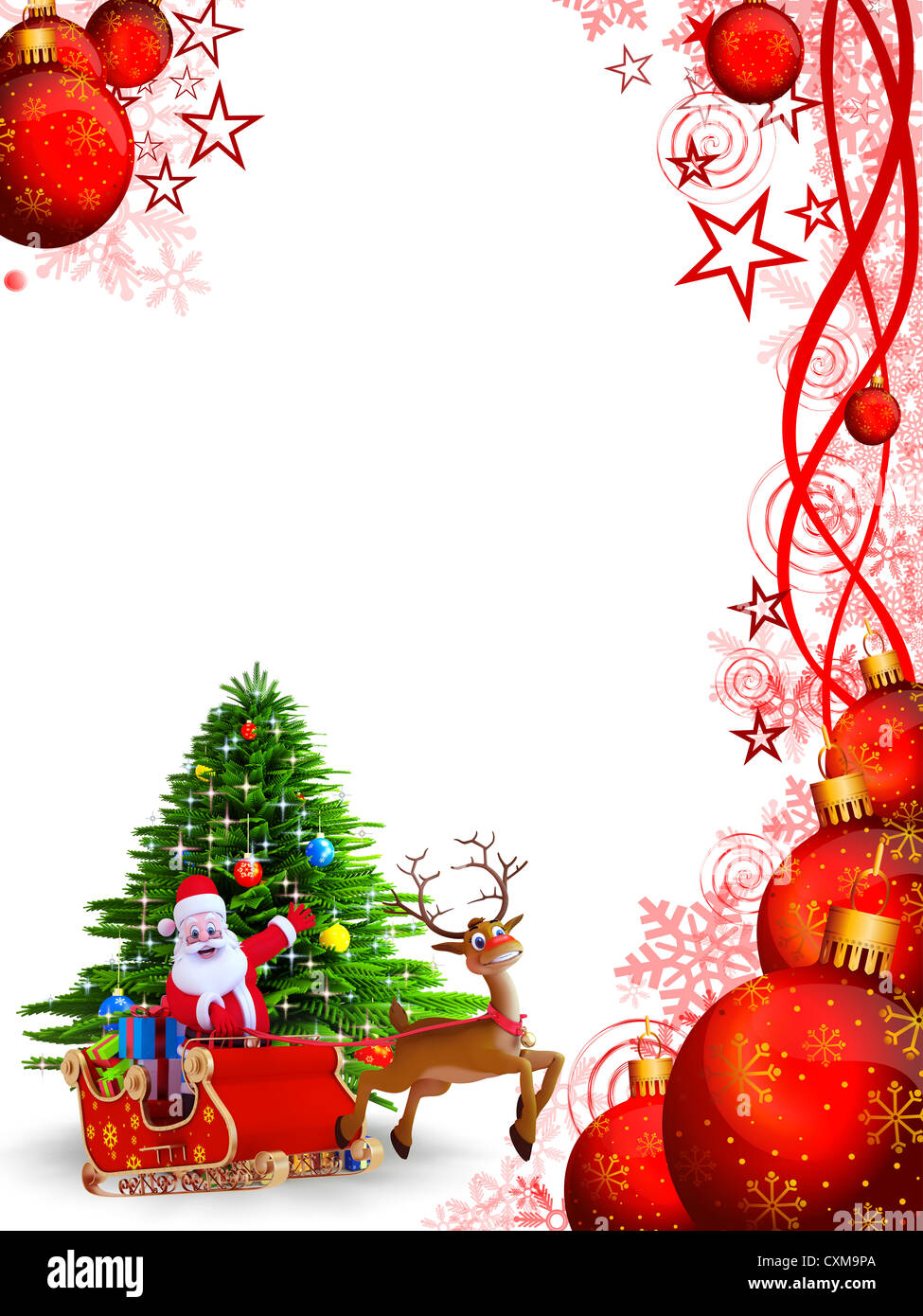 santa claus on red color background with many gifts Stock Photo - Alamy