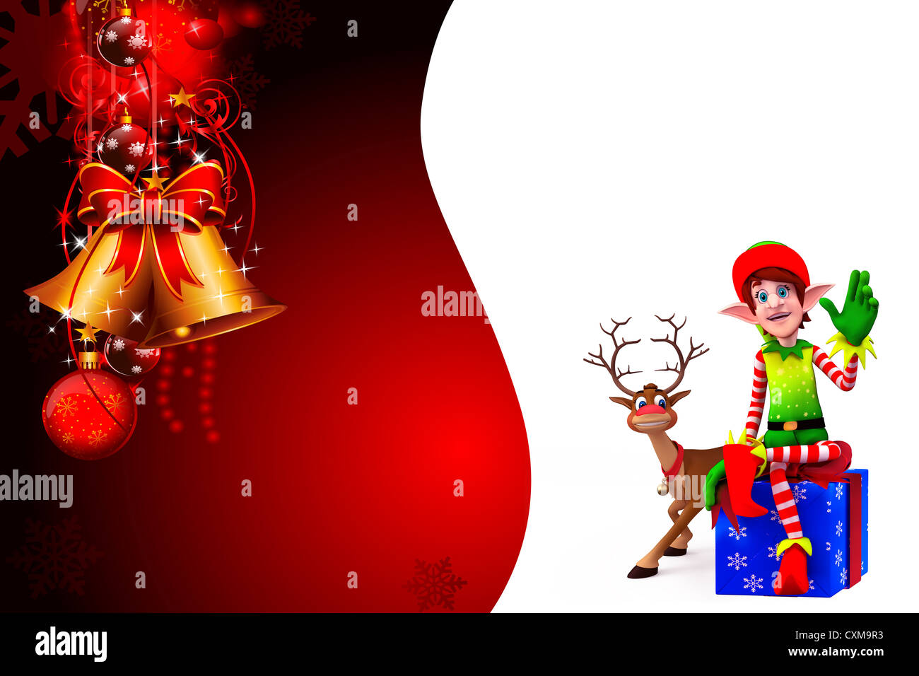 christmas elves with lots of gifts Stock Photo - Alamy