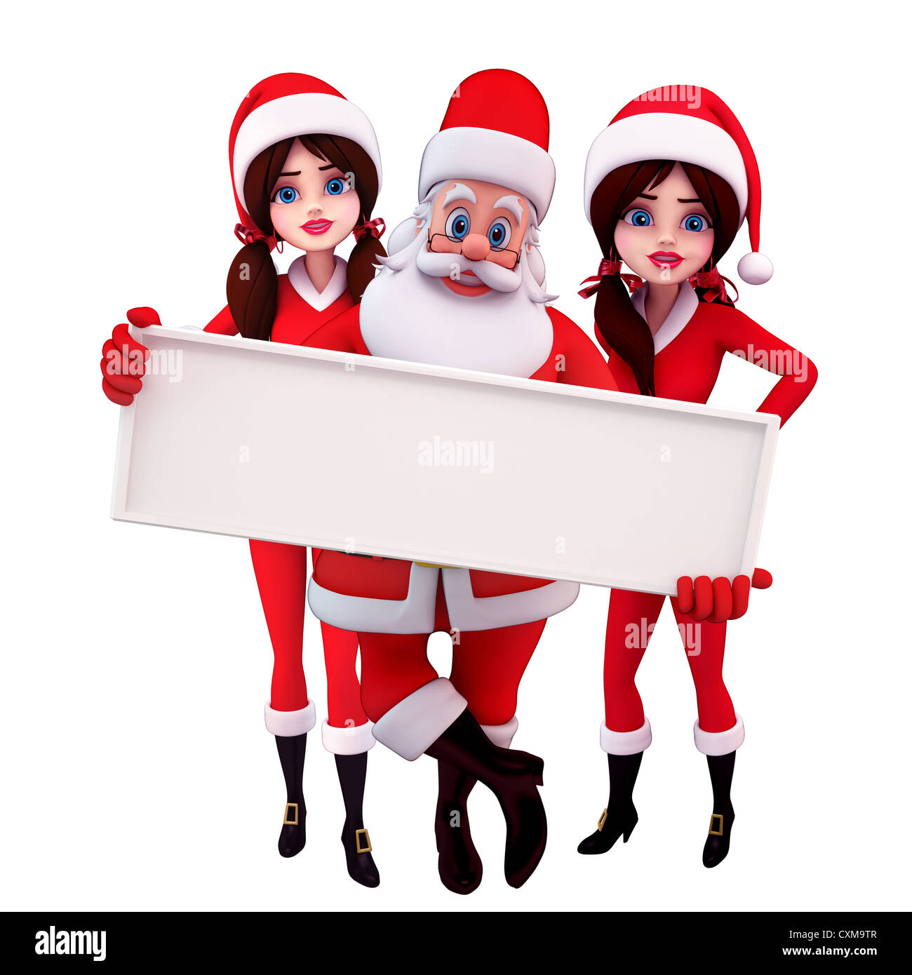 santa claus with big white sign Stock Photo - Alamy