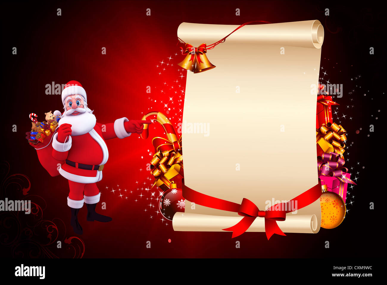 santa claus with big white color sign Stock Photo - Alamy