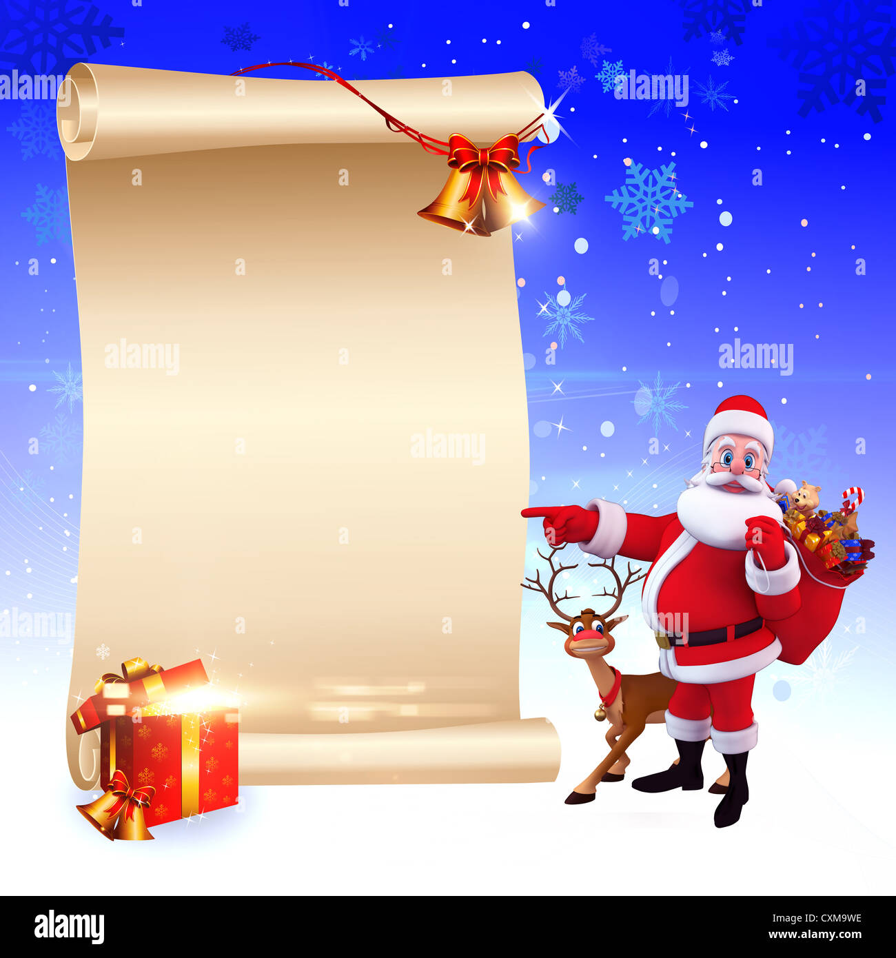 santa claus with big white color sign Stock Photo - Alamy