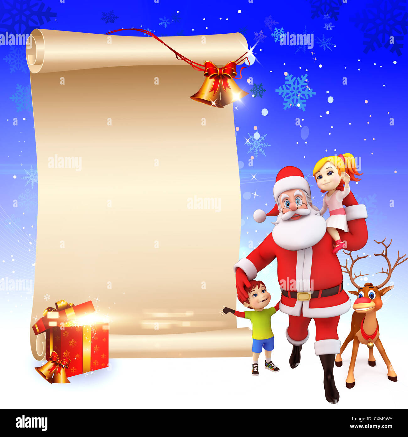 santa claus with big white sign Stock Photo - Alamy