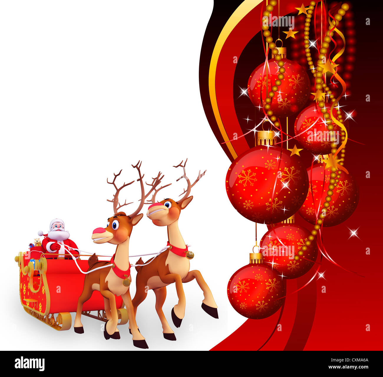 santa claus on red color background with many gifts Stock Photo - Alamy