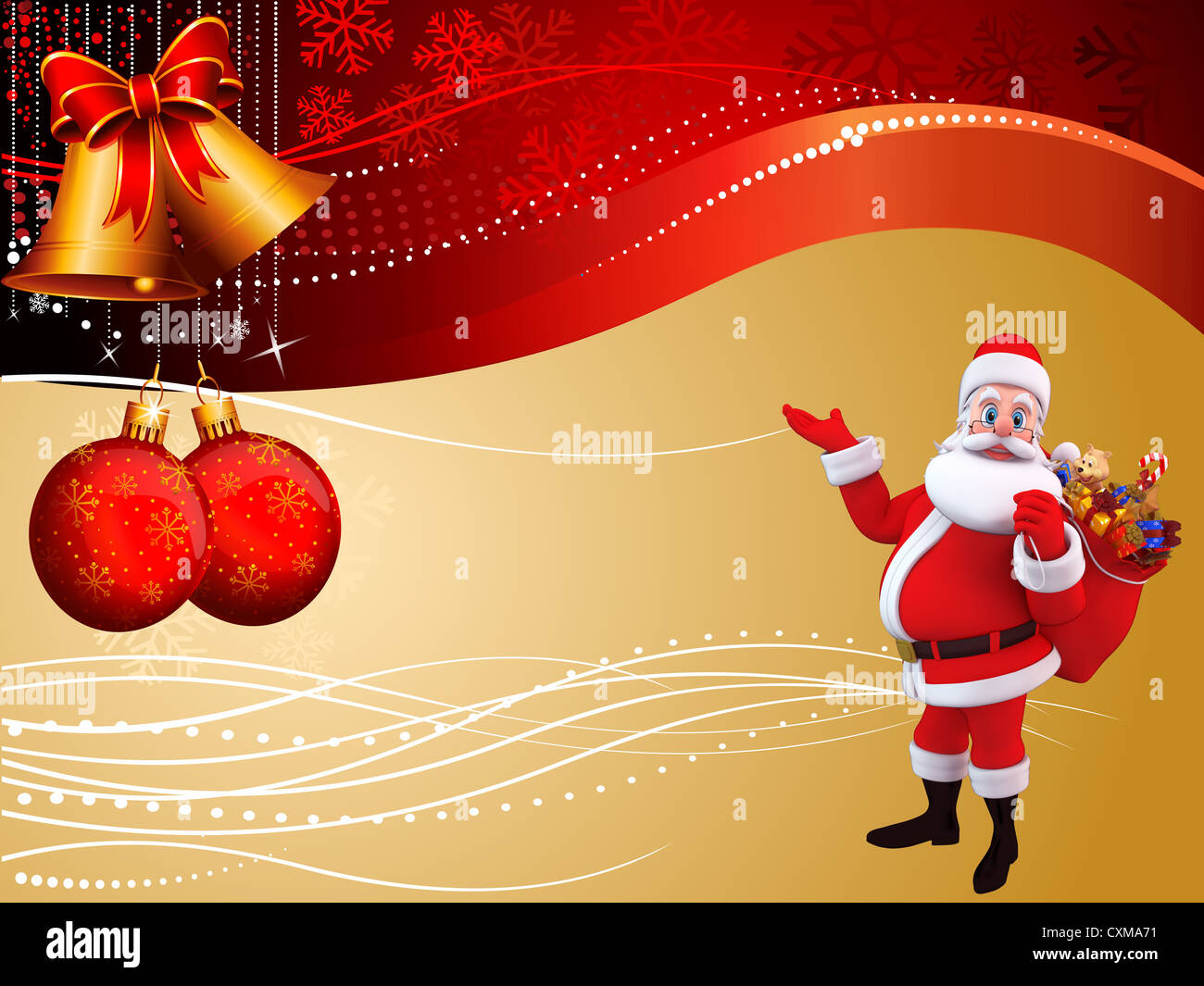 santa claus on red color background with many gifts Stock Photo - Alamy