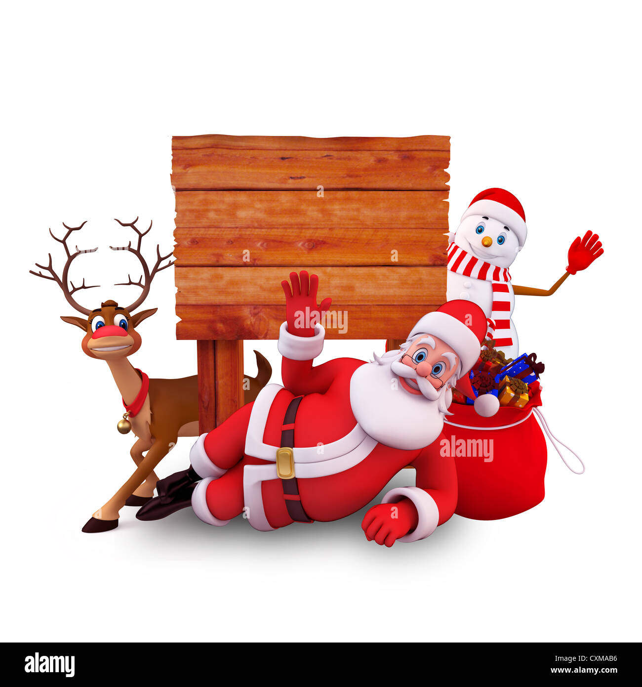 santa claus with wooden sign Stock Photo - Alamy