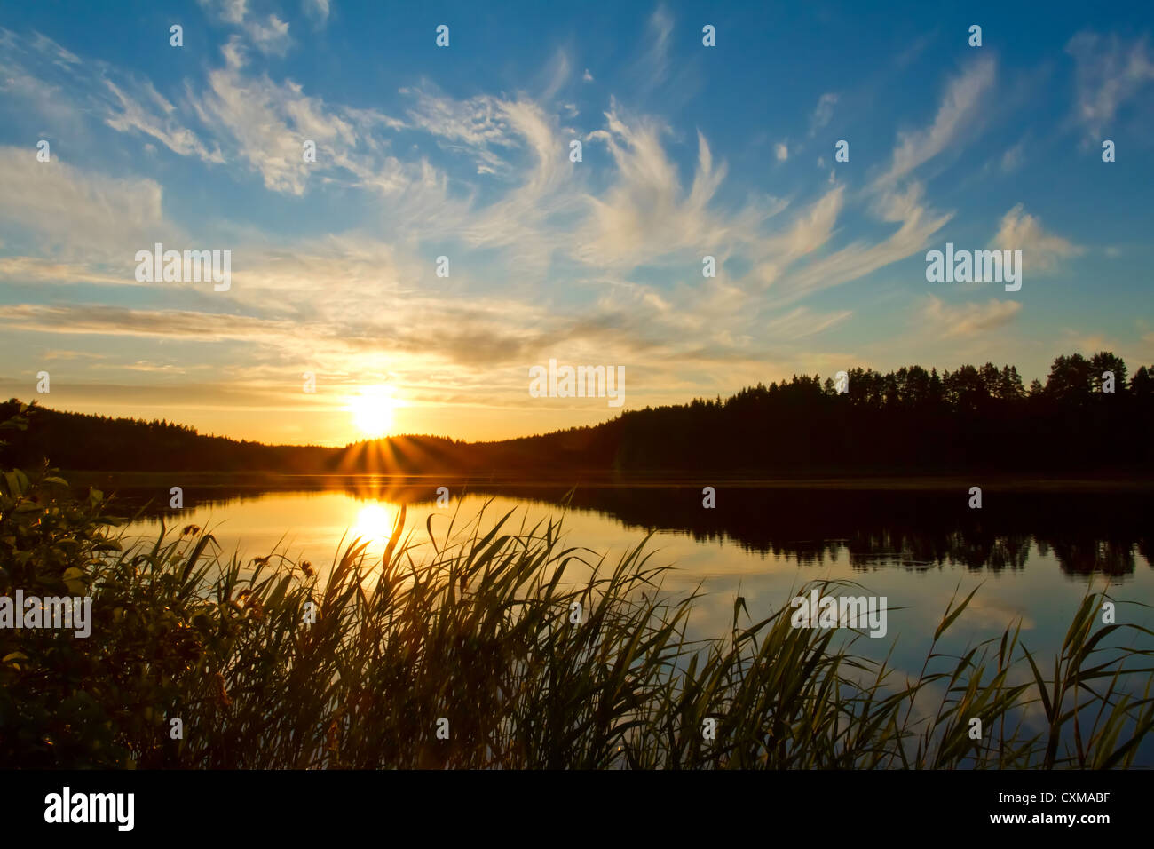 Beautiful sunset lake warm summer hi-res stock photography and images ...